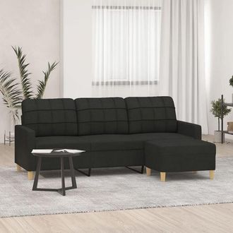 vidaXL Vidaxl - Canap&eacute; &agrave; 3 places avec repose-pieds Noir 180 cm Tissu