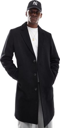 Jack & Jones Langer Mantel aus Wollmix in Schwarz