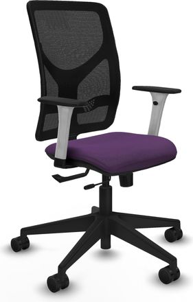 Piqueras y Crespo Arbeitsstuhl mit wei&szlig;en und schwarzen Armlehnen, h&ouml;henverstellbare Lendenwirbelst&uuml;tze, ausgestattet mit Syncro/Traslack und Schneideschaum, Schwarz/Vi