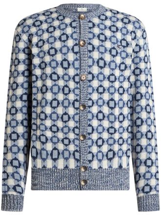 Etro cardigan &agrave; motif en jacquard - Bleu