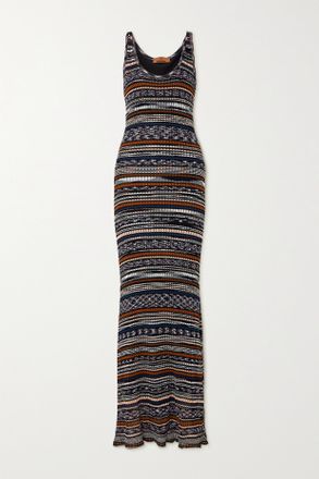Missoni Maxikleid Aus Gestreiftem H&auml;kelstrick - Mehrfarbig