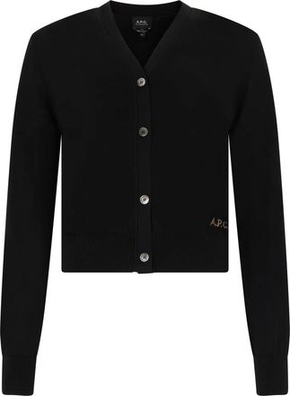 A.P.C. A.p.c., Femme, Pulls, Noir, Taille: 38 FR Cardigan Court en Coton