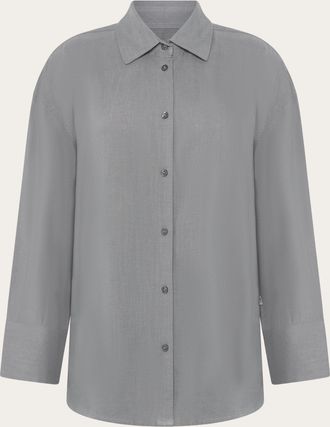 Knowledge Cotton Apparel Damen vegan Hemd Relaxed Leinen Mix Ultimate Grau