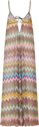 Missoni Femme, Robes, Multicolore, Taille: 36 FR Longue robe de plage en viscose lam&eacute;e avec motif macro zigzag et fines bretelles
