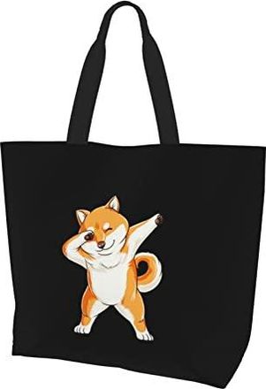 AOOEDM Dabbing Doge Shiba Inu Sac &agrave; provisions r&eacute;utilisable en toile pour femme