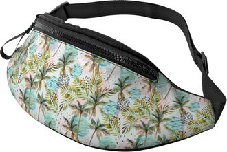 Generic Sporttasche Multifunktionale Umh&auml;ngetaschen Aquarell-Palme Verstellbarer Waist Fanny Pack F&uuml;r Aktivit&auml;ten Wandern Reisen 14X35Cm