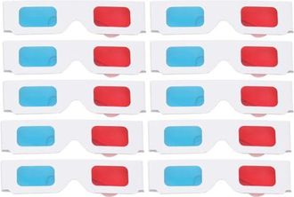 BESTONZON Lot de 10 Lunettes 3D en Papier Rouge et Bleu Lunettes pour Films 3D Cinéma et Maison Légères et Portables Accessoires de Visionnage pour Jeux Vidéo e
