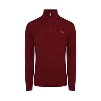 GANT Pullover f&uuml;r Herren, mit halbem Rei&szlig;verschluss, Regul&auml;r (Rot)