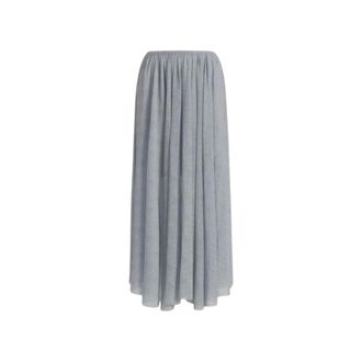 Alberta Ferretti Femme, Jupes, Bleu, Taille: 40 FR Printed Tulle Pleated Skirt