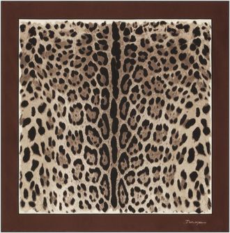 Dolce & Gabbana Tuch 70 X 70 Aus Twill Leoprint - Frau Schals Und Tücher Braun Seide Onesize