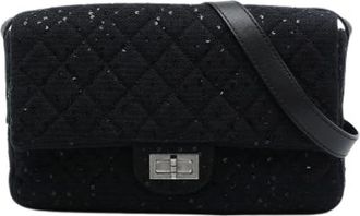 Chanel Sac bandouli&egrave;re matelass&eacute; en tweed Pre-owned - Femme - Pre-owned - Noir - Taille: ONE Size