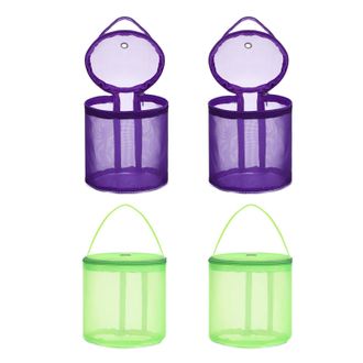 DOITOOL 4 St&uuml;ck Atmungsaktive Garn Aufbewahrungstaschen aus Netzgewebe Tragbare Runde Strick und H&auml;keltaschen mit Tragegriff Organizer f&uuml;r Garnkn&auml;uel und H&auml;ke