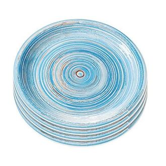 Kare Design Assiette à gâteau en céramique Faite Main Bleu Ø 19 cm