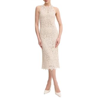 Patrizia Pepe Femme, Robes, Beige, Taille: 38 FR Robe midi &agrave; col rond