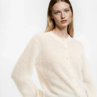 La Redoute Collections Cardigan Boutonn&eacute; Alpaga Et Laine M&eacute;lang&eacute;s