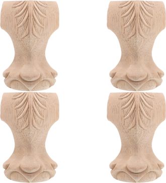 Garneck 4 St&uuml;ck Geschnitzte Holz m&ouml;belf&uuml;&szlig;e Robuste Unbehandelte M&ouml;belbeine mit Klassischem Design Vielseitig f&uuml;r Sofa Kommode Schrank Couchtisch und Badm&ouml;bel 