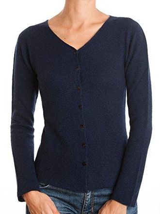 DALLE PIANE CASHMERE Cardigan 100% Cachemire, Made in Italy - Femme, Couleur: Bleu, Taille: 3XL