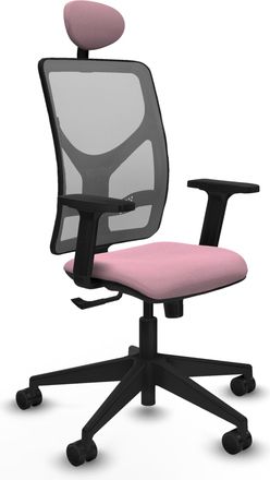 Piqueras y Crespo Schreibtischstuhl mit 2D-Armlehnen, h&ouml;henverstellbarer Lendenwirbelst&uuml;tze und festem Kopfteil, ausgestattet mit 3 Positionen und Schneidschaum, Grau/R