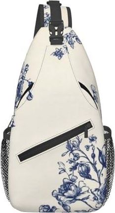 Generic Sac &agrave; dos &agrave; bandouli&egrave;re de style chinois avec fleurs bleues pour homme