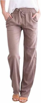 Generic L30 Taille FrançAise Femme Couture Survetement Pantalon Large Lin Femme Jean Tendance Femme Pantalon Femme Taille éLastiquéE Personne âGéE Pantalon Ov