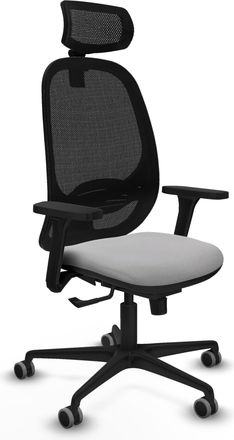 Piqueras y Crespo Cilanco Schreibtischstuhl mit 3D-Armlehnen, h&ouml;henverstellbare Lendenwirbelst&uuml;tze und h&ouml;henverstellbares Kopfteil, Schwarz / Hellgrau