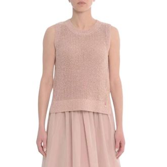 Herno Glitzer-Pullover ohne &Auml;rmel - - Knitwear - Damen - Rosa - L