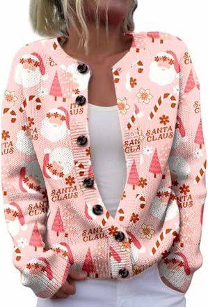 Generico Cardigande Pull en tricot léger à manches longues pour femme avec boutons sur le devant ouvert doux et chaud Automne et hiver, Rouge pastèque, XXL