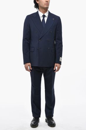 Corneliani CC COLLECTION Doppelreiheranzug aus Stretchwolle mit spitzem Revers Corneliani