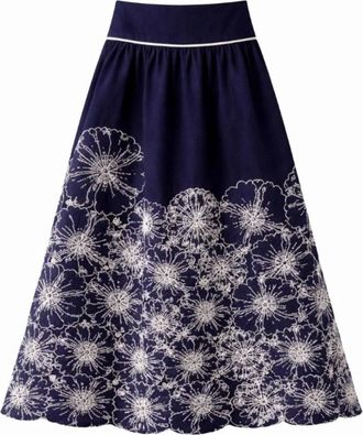 Farm Rio Farm Rio, Femme, Jupes, Bleu, Taille: 36 FR Richelieu Midi Skirt