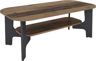 Byliving Jonny Couchtisch Old Wood, Melamin Anthrazit/mit Ablageboden, Holzwerkstoff, schwarz/braun, B 110, H 42,5, T 55