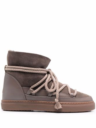 INUIKII bottines lac&eacute;es &agrave; doublure lain&eacute;e - Marron