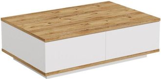 Vente-Unique Vente-Unique - Table basse fixe 90 cm en pin atlantique et blanc - 2 portes battantes - Charge maximale 20 kg - Finition m&eacute;lamin&eacute;