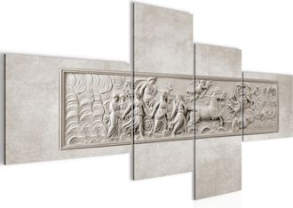 Runa Art Wandbilder Set XXL Antik Flachrelief RomWohnzimmer Biege 4 Teilig - Made in Germany - 025645a