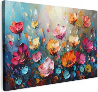 MuchoWow © Bilder Klein 30x20 cm Mini Wohnzimmer Deko Modern Wandbild Kunstdruck auf Leinwand Bild Schlafzimmer über Bett Room Decor Geschenke Mohnblumen - Blu