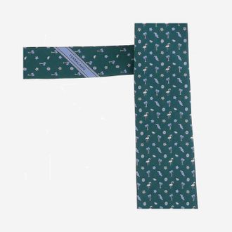 Ferragamo Mens Silk Tie Green Ties & Bow