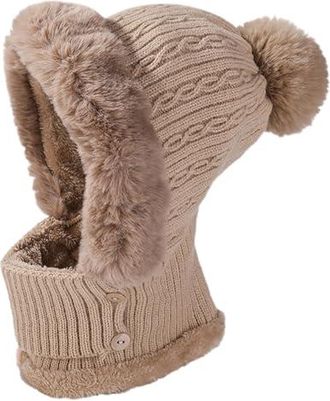 Generic Bonnet dhiver en tricot pour femme - Doublure en polaire pour temps froid, cache-oreilles thermique coupe-vent, mat&eacute;riau doux et extensible | ski, sno