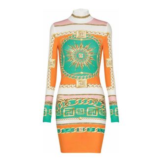 Balmain Femme, Robes, Multicolore, Taille: 36 FR Courte robe moulante imprim&eacute;e &agrave; motif Foulard