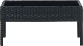 vidaXL Gartentisch Schwarz 75x40x37 cm Poly Rattan Vidaxl