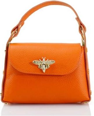 Generic Mini sac à main fourre-tout en métal avec fermeture abeille et bandoulière pour femme, Orange, Medium