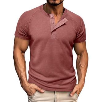 Generic T-shirt &agrave; manches courtes pour homme - Couleur unie - D&eacute;contract&eacute;e - Manches courtes, rouge, XL