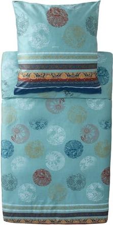 Bassetti Florence Bettw&auml;sche + 2 Kissenh&uuml;llen aus 100% Baumwollsatin in der Farbe T&uuml;rkis T1, Ma&szlig;e: 200x200 + 2 K 80x80 cm - 9333292