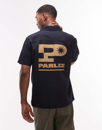 Parlez Clothing Jack - Chemise &agrave; manches courtes imprim&eacute;e au dos - Bleu marine