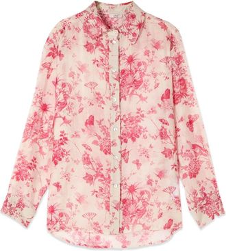 Oltre Femme, Blouses et Chemises, Blanc, Taille: 42 FR Chemisier en mousseline &agrave; motif m&eacute;lange de lyocell