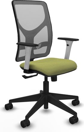 Piqueras y Crespo B&uuml;rostuhl aus Stoff, h&ouml;henverstellbar, mit Rollen, mit wei&szlig;en und schwarzen Armlehnen, h&ouml;henverstellbare Lendenwirbelst&uuml;tze, Grau/Olivgr&uuml;n