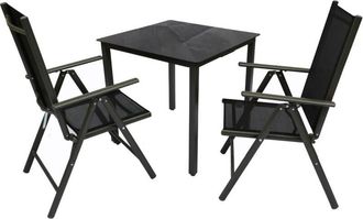 ebuy24 3 tlg Alu Glas Gartenset Sitzgruppe 80SW