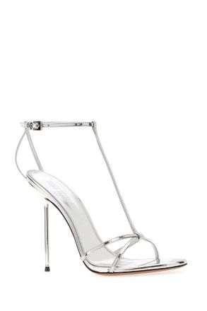 PARIS TEXAS Womens Silver Leather Lidia T Sandals Scarpe Con Tacco High Heel Shoes
