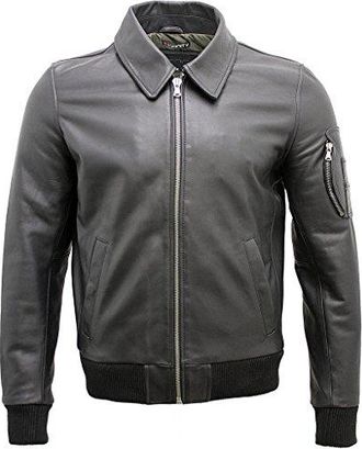 Infinity Hommes A2 Noir Cuir Analine Cuir Bombardier Veste XL