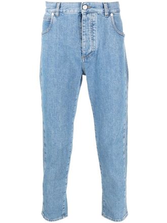 Balmain jean slim &agrave; logo emboss&eacute; - Bleu