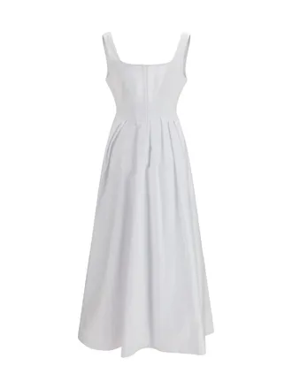 Sportmax Womens Long Giro Dress Bianco Ottico Cotton