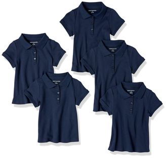 Amazon Essentials M&auml;dchen Uniform Interlock-Polohemd Mit Kurzen &Auml;rmeln, 5er-Pack, Marineblau, 8 Jahre